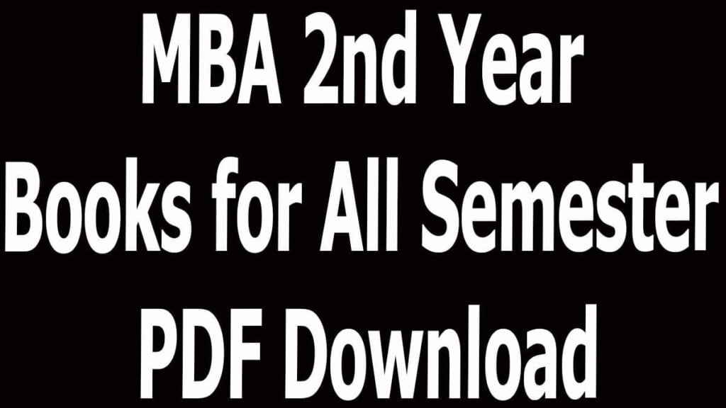 MBA 2nd Year Books for All Semester PDF Download