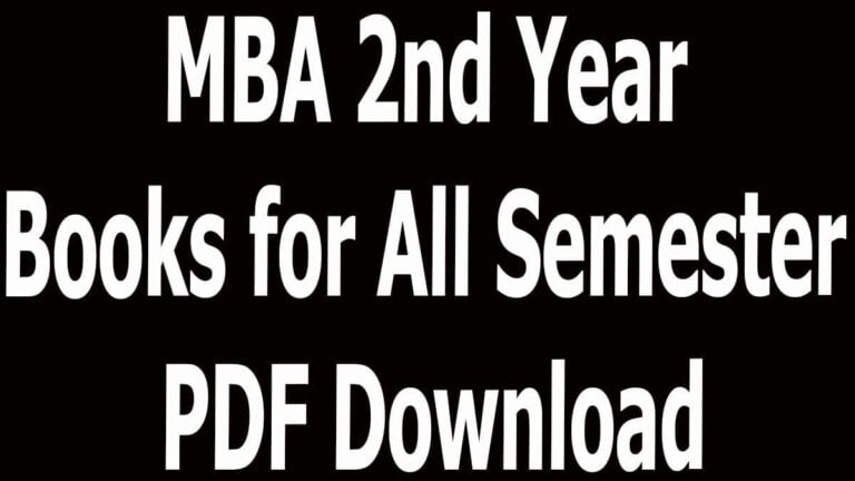 MBA 2nd Year Books for All Semester PDF Download