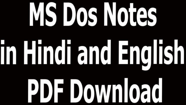 MS Dos Notes in Hindi and English PDF Download