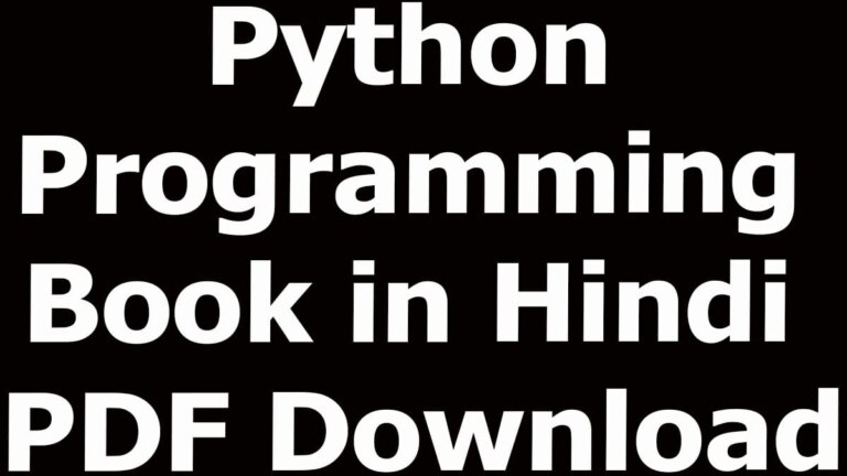 Python Programming Book in Hindi PDF Download