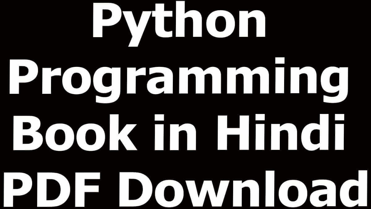 Python Programming Book In Hindi PDF Download