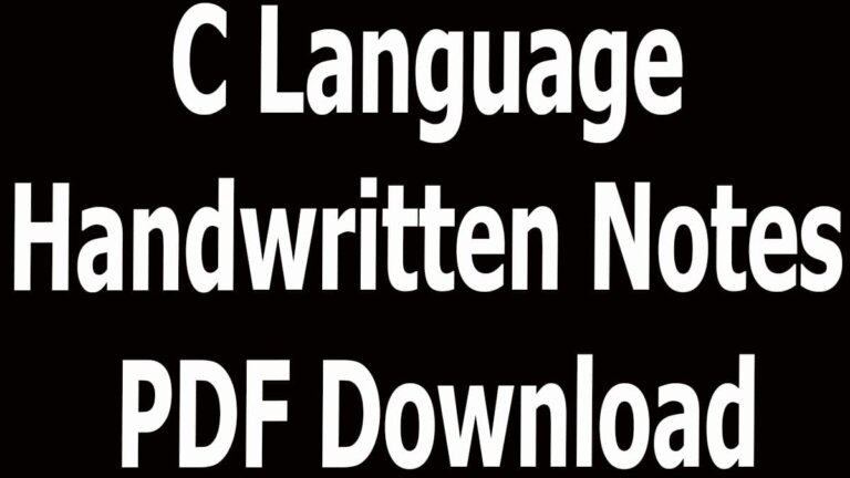 C Language Handwritten Notes PDF Download